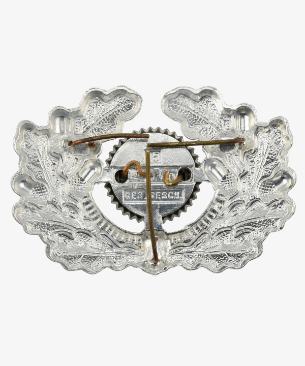 Wehrmacht peaked cap oak leaves in silver with cockade - Onlineshop ...